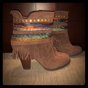 Shoes | Multi Colored Fringe Booties | Poshmark
